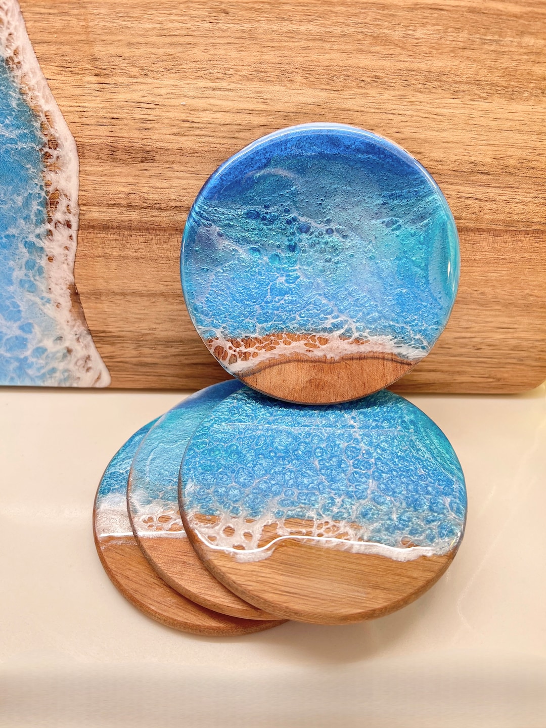 Ocean Resin Coasters - Etsy