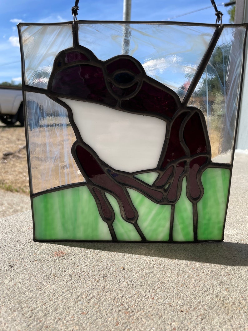 Purple Tree Frog Stained Glass Suncatcher Wall Art Window Hanging ...