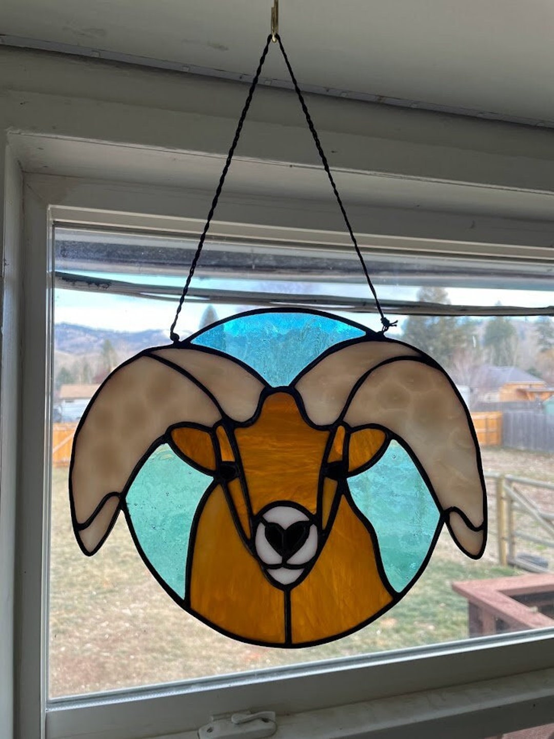 Bighorn Sheep Stained Glass Suncatcher Window Hanging - Etsy