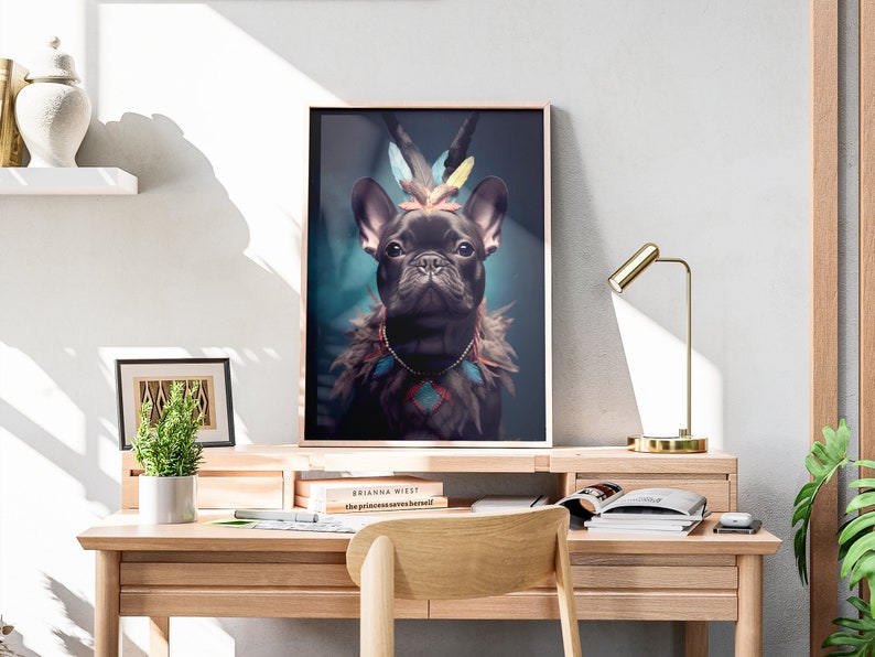 French Bulldog Portrait Printable Digital Art Mural for Wall Decoration ...
