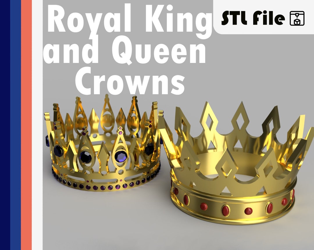 King and Queen Crowns STL 3D Print File - Etsy