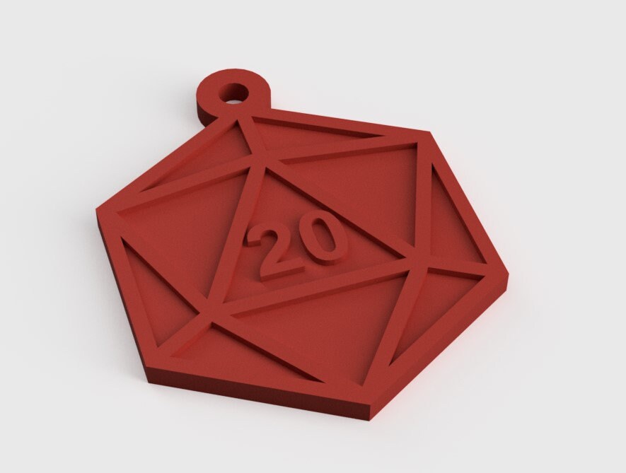 D20 Dice 3D Keychain STL Print File Dnd Dice Keychain Print 3D Gift ...