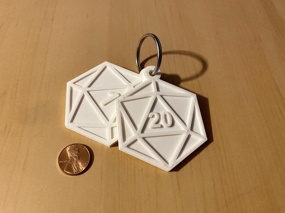 D20 Dice 3D Keychain STL Print File Dnd Dice Keychain Print 3D Gift ...