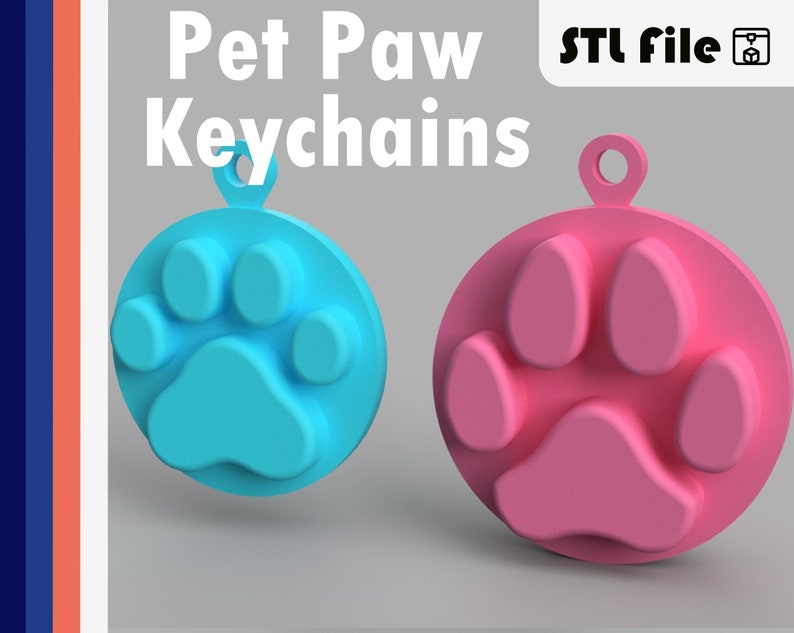 Pet Paw Keychains STL 3D Print File - Etsy