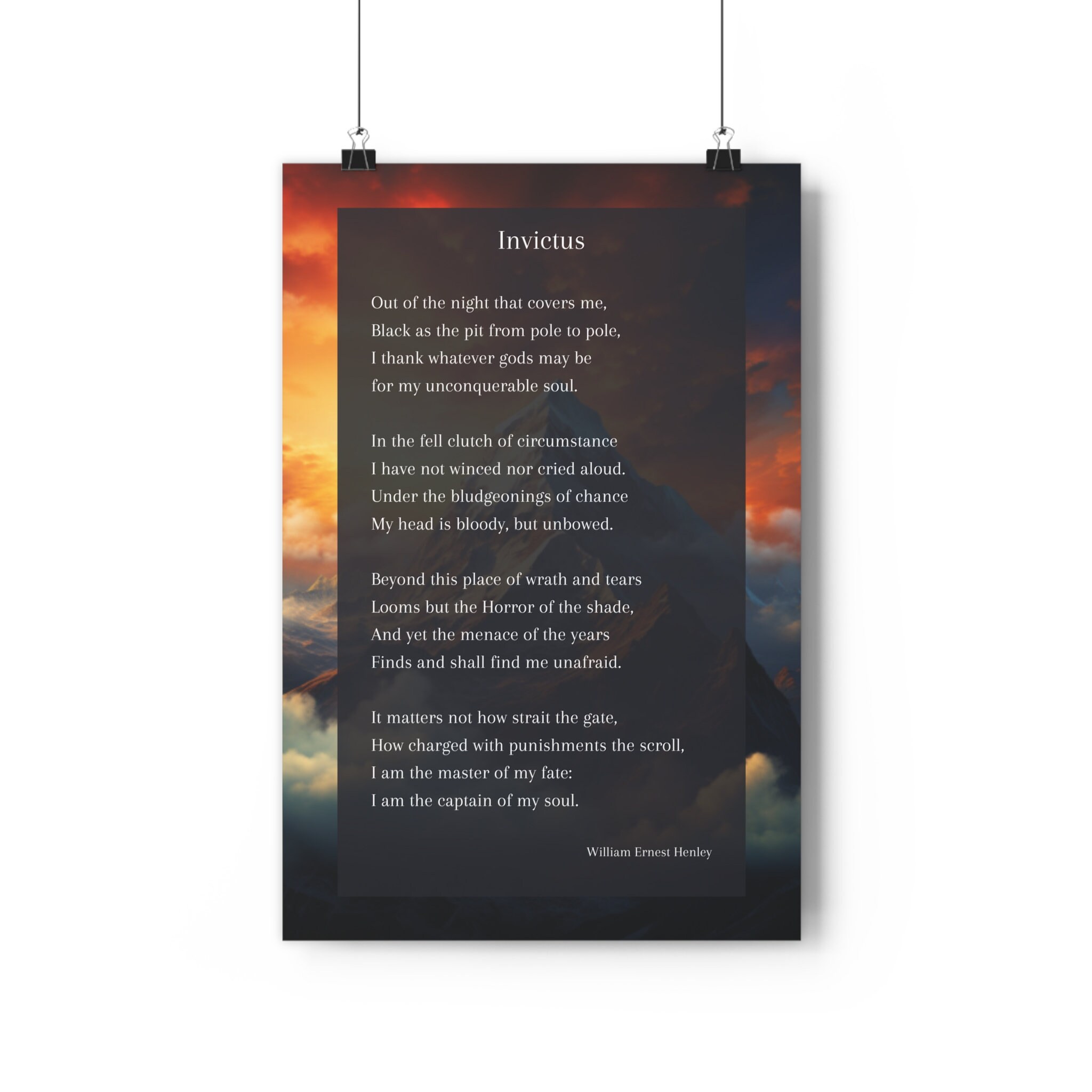 Invictus Poem Art Print Wall Art - Etsy