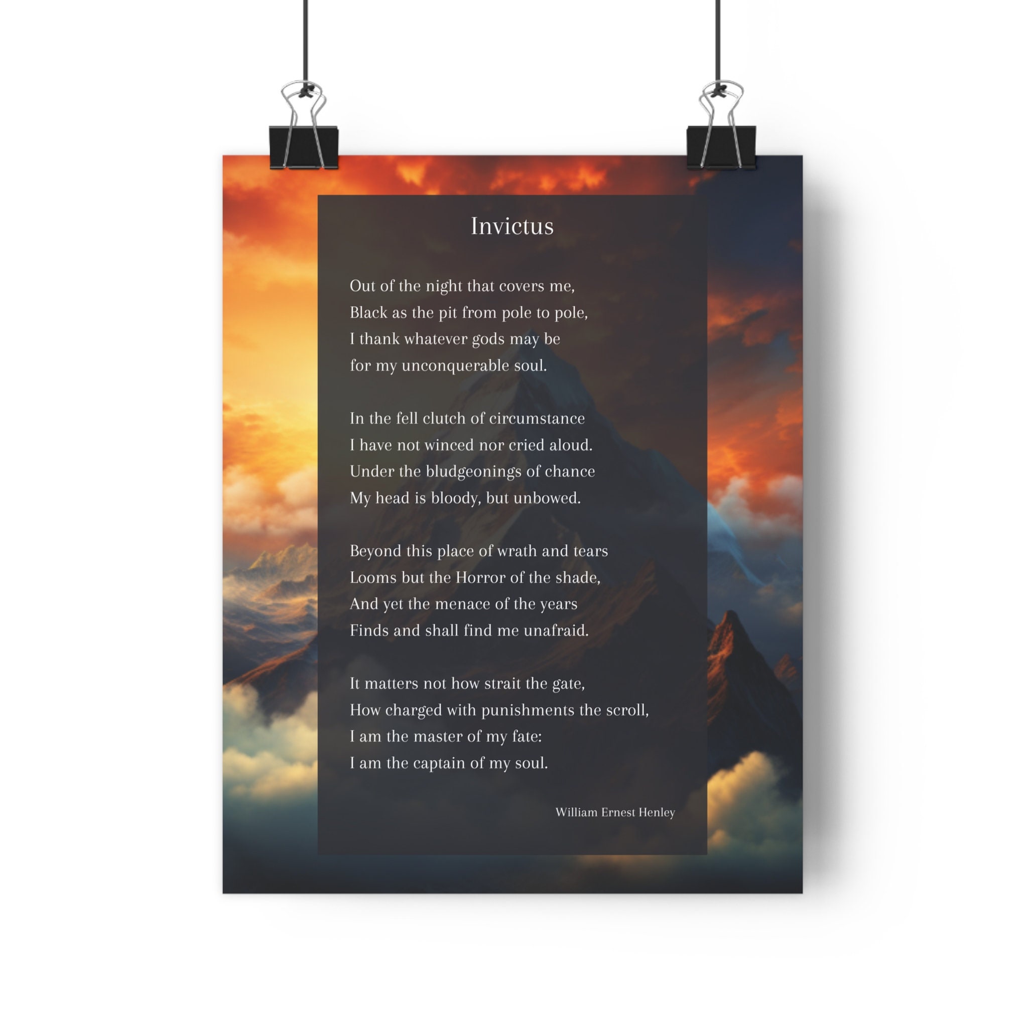 Invictus Poem Art Print Wall Art - Etsy