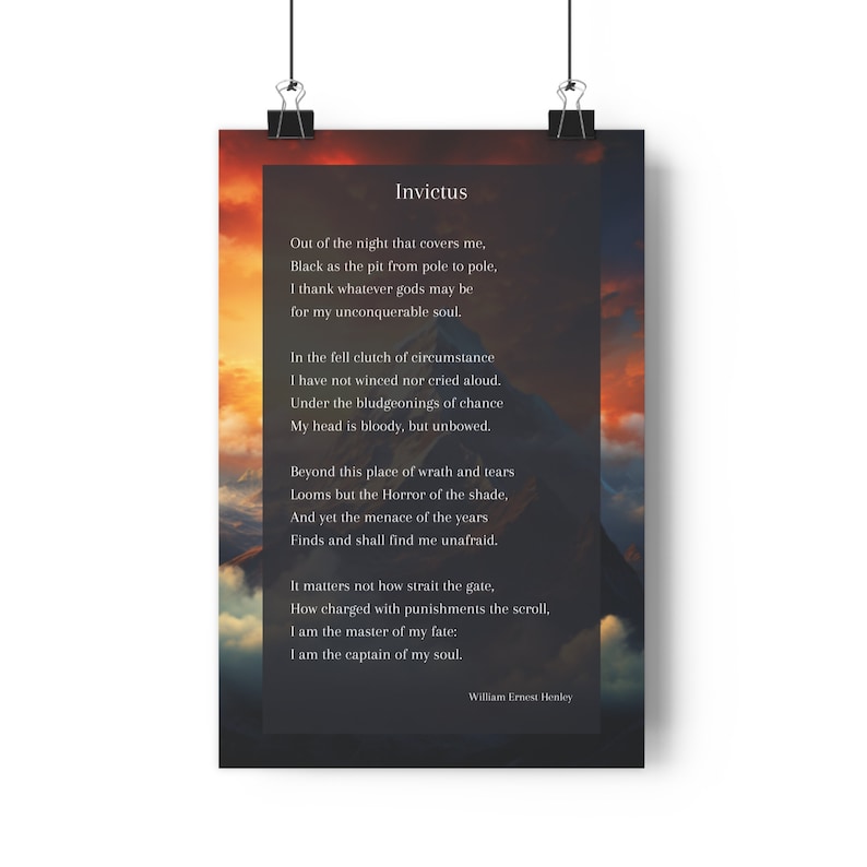 Invictus Poem Art Print Wall Art - Etsy