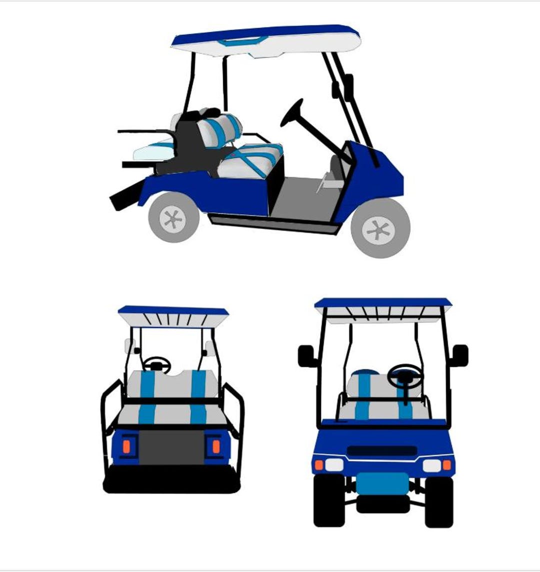 Golf Cart TOPPER: Front/side/back Views Layered Cardstock - Etsy