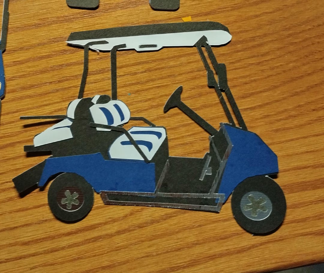 Golf Cart TOPPER: Front/side/back Views Layered Cardstock - Etsy