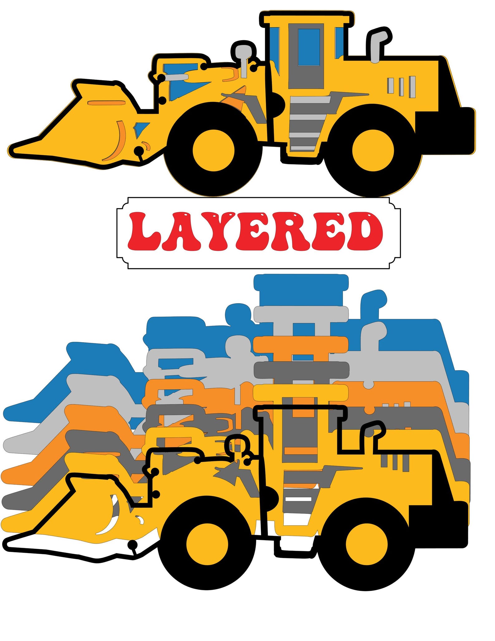 Front Loader TOPPER: Layered Cardstock Cake or Card Topper, Party Decor ...