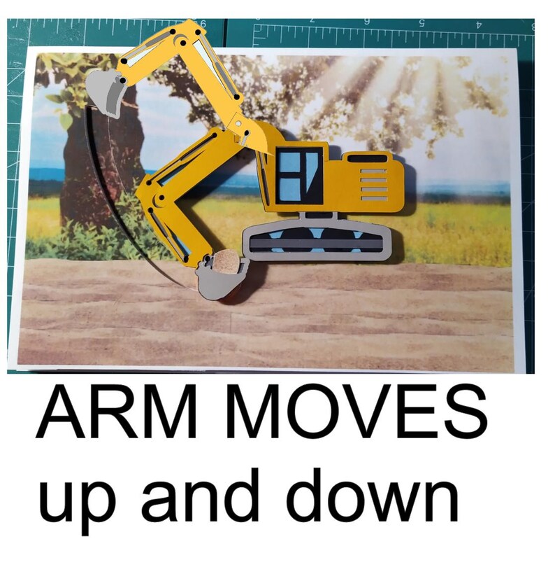 Excavator Card. Cardstock Card With Layered Excavator. Interactive-brad ...