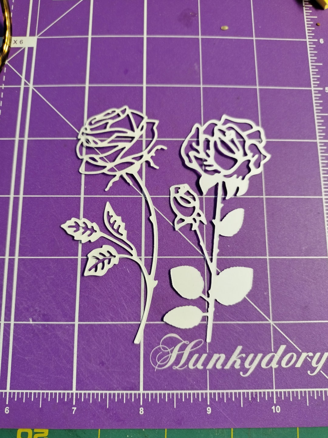 Dozen Single Rose Die Cuts. 2 Patterns X 6 Roses 12 Roses Cut From ...