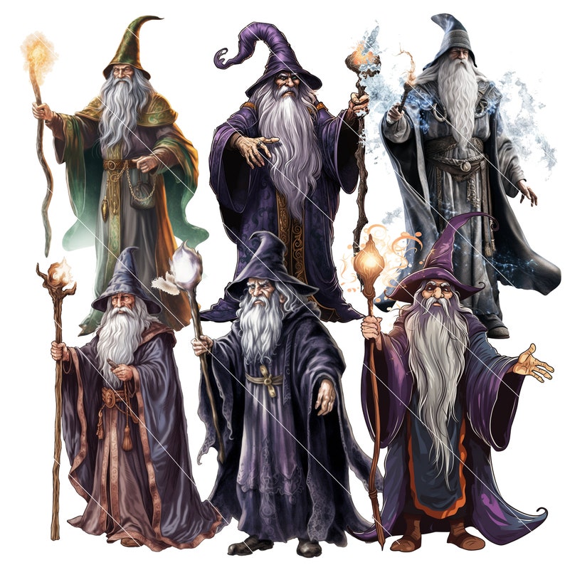 15 Wizard Clipart Bundle, Digital Clipart, PGN Clipart, Commercial Use ...