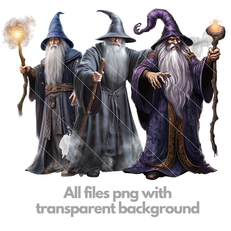 15 Wizard Clipart Bundle, Digital Clipart, PGN Clipart, Commercial Use ...