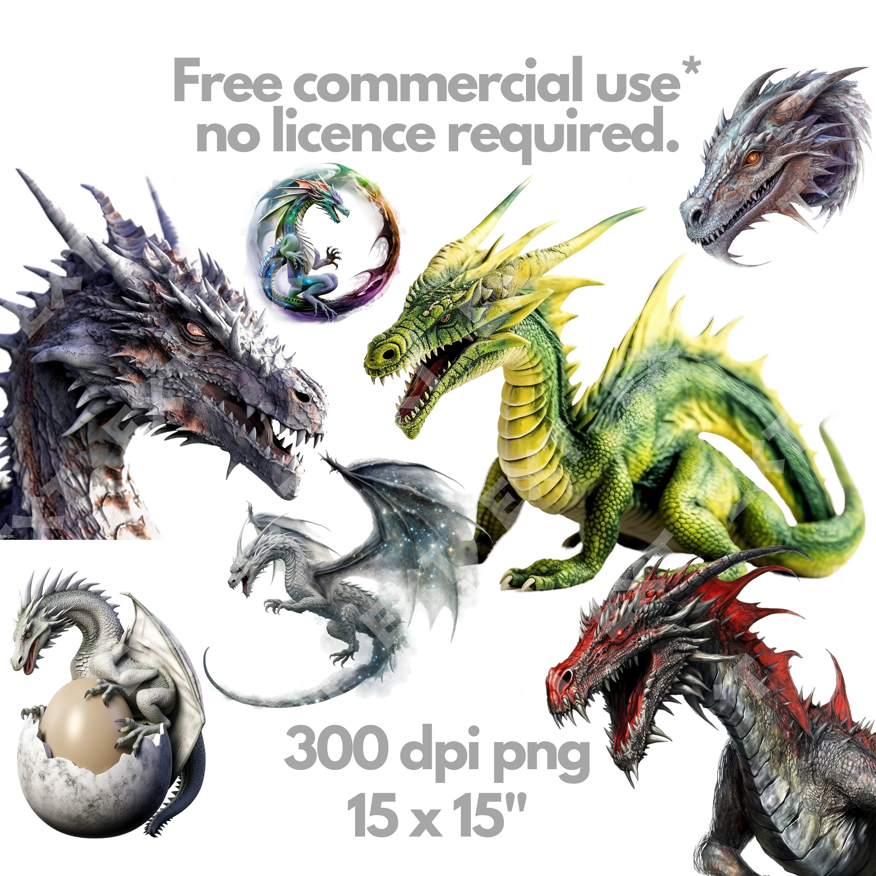 Mythical Clipart Dragons Bundle, Digital Clipart, Commercial Use ...