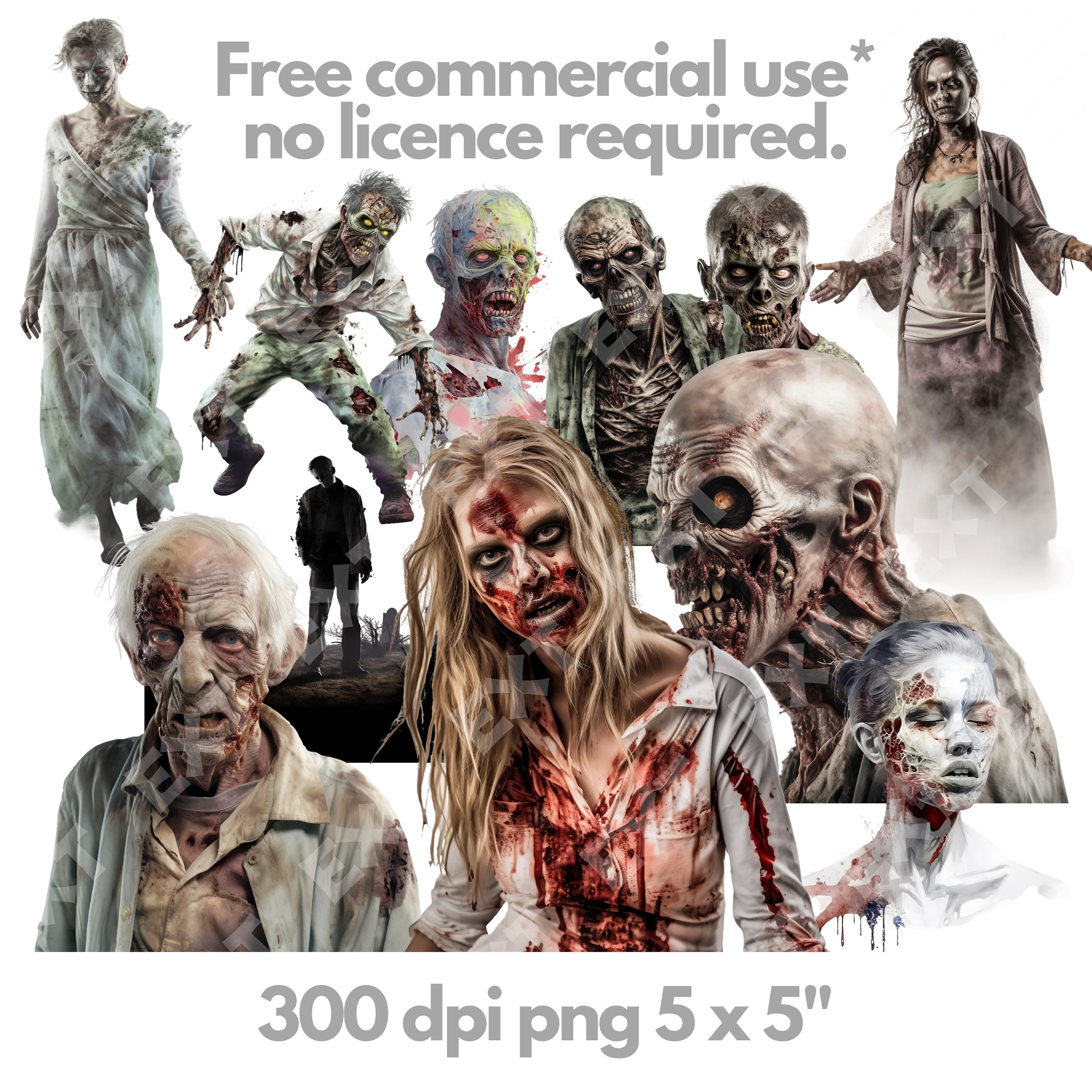 52 Zombie Clipart Bundle Digital Clipart Commercial Use - Etsy