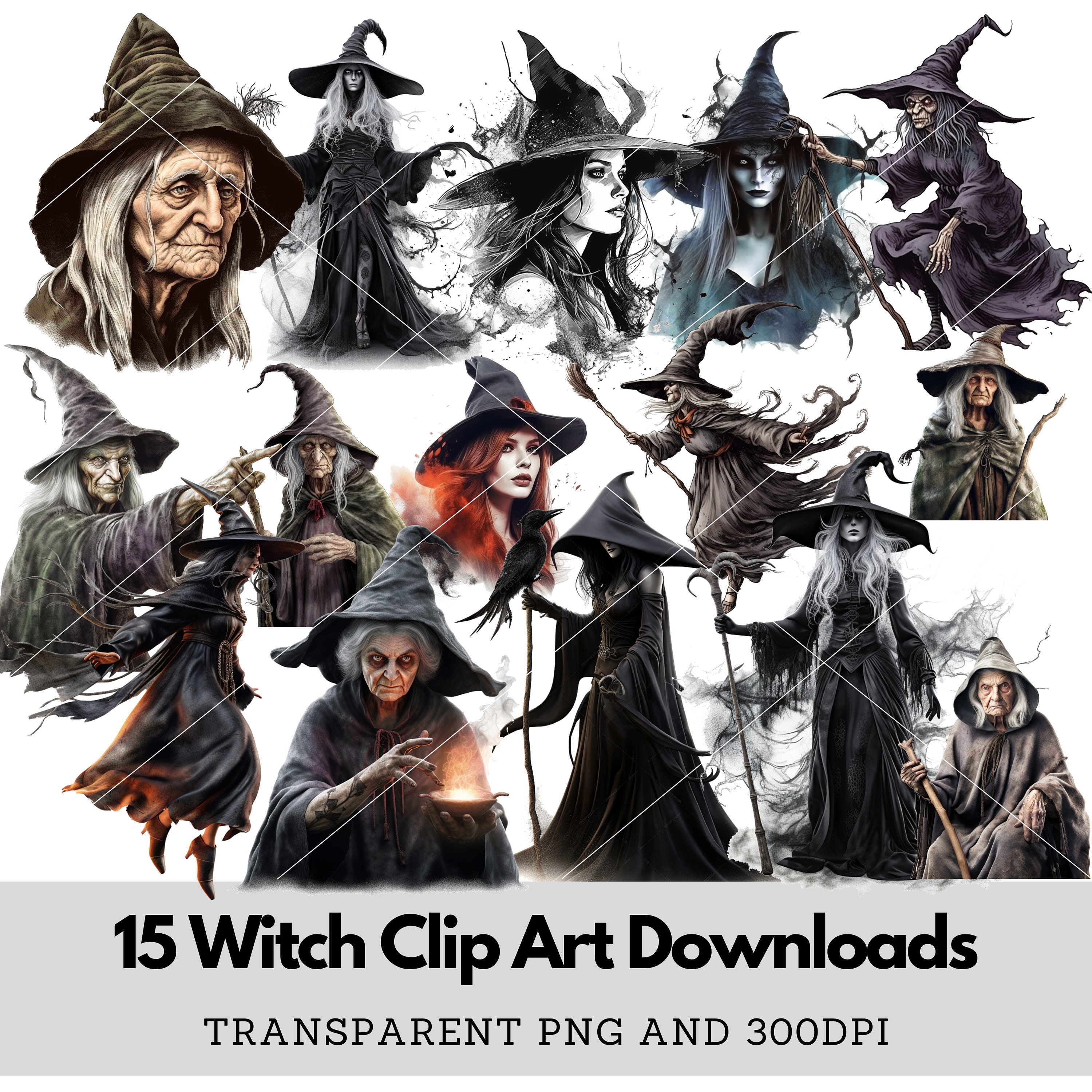 Witch Clipart Bundle Spook Witch Clipart Digital Clipart - Etsy