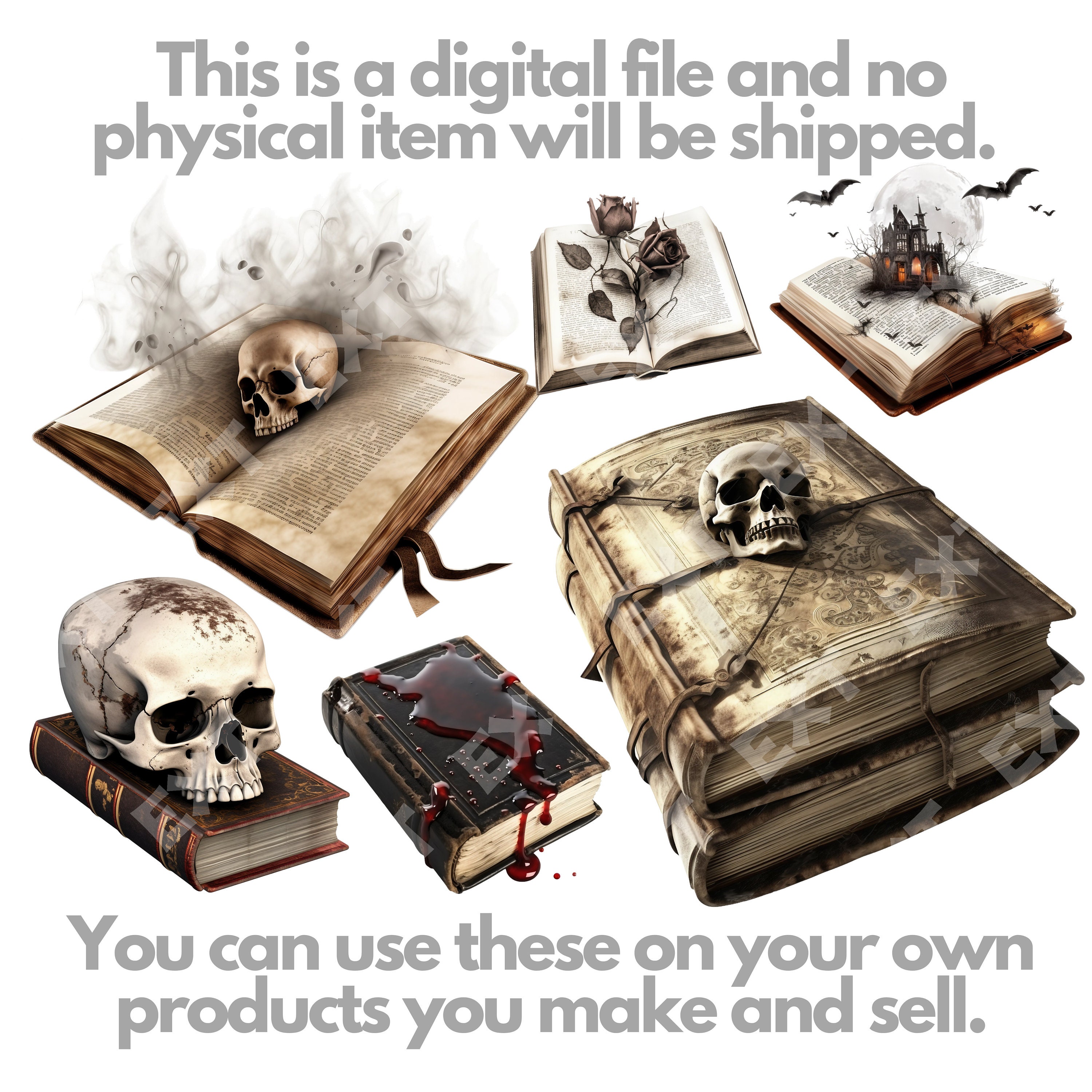 30 Spooky Books Clipart Bundle, Digital Clipart, Commercial Use Clipart ...