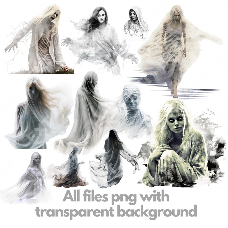 52 Lady Ghosts Clipart Bundle, Digital Clipart, Commercial Use Clipart ...
