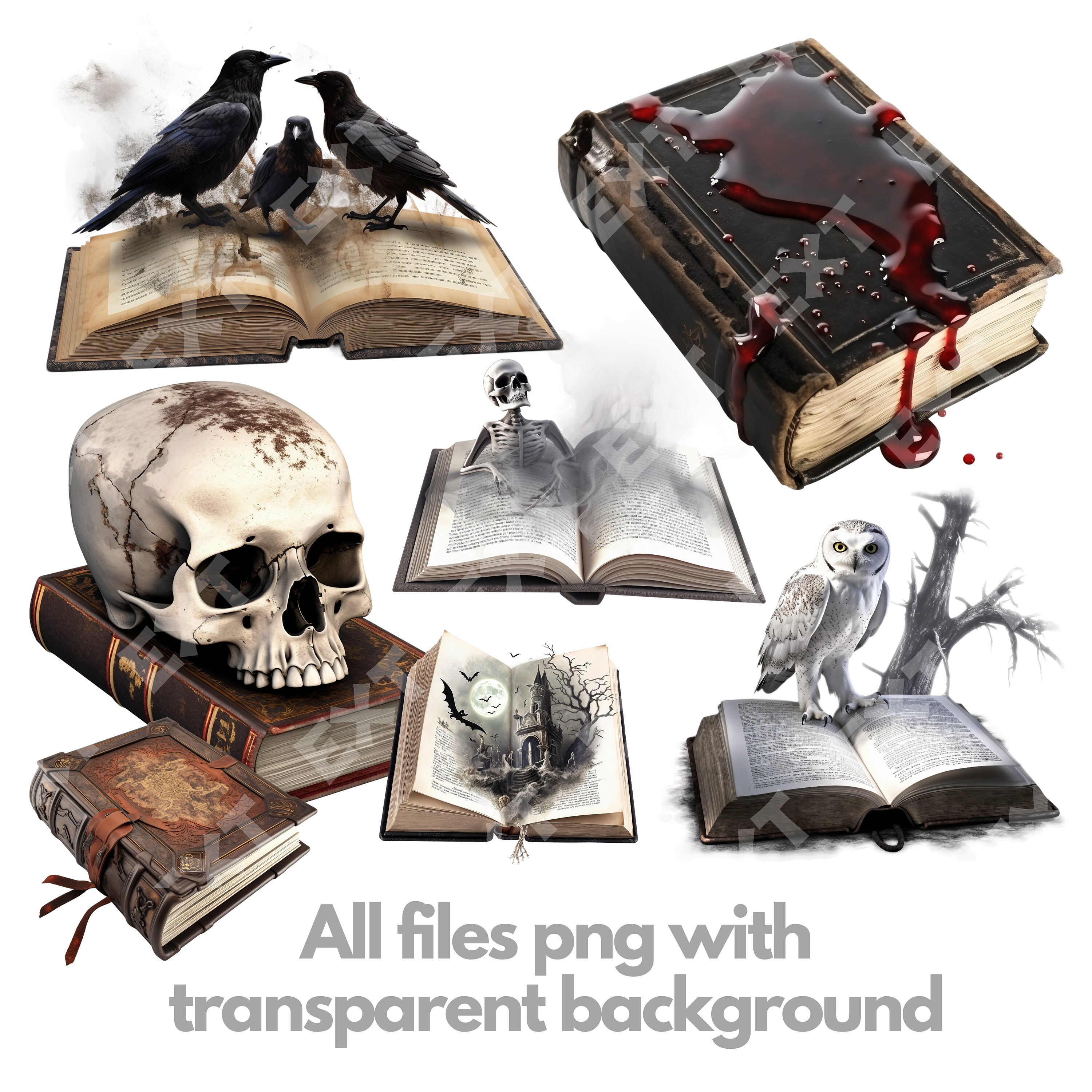 30 Spooky Books Clipart Bundle, Digital Clipart, Commercial Use Clipart ...