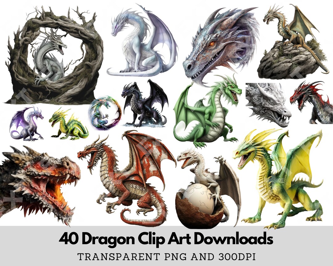 Mythical Clipart Dragons Bundle, Digital Clipart, Commercial Use ...