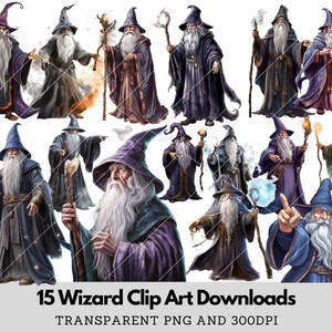 15 Wizard Clipart Bundle Digital Clipart PGN Clipart - Etsy