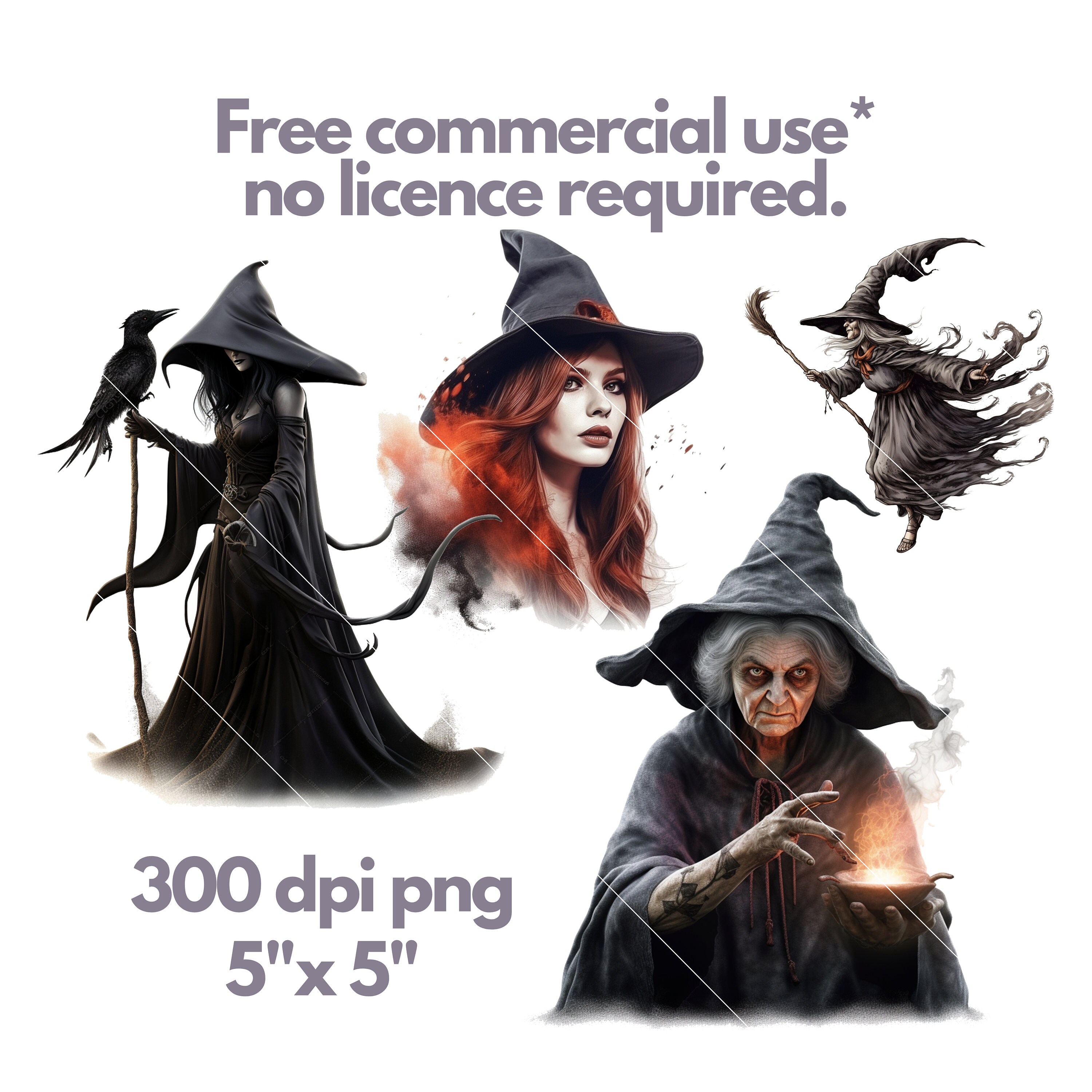 Witch Clipart Bundle Spook Witch Clipart Digital Clipart - Etsy