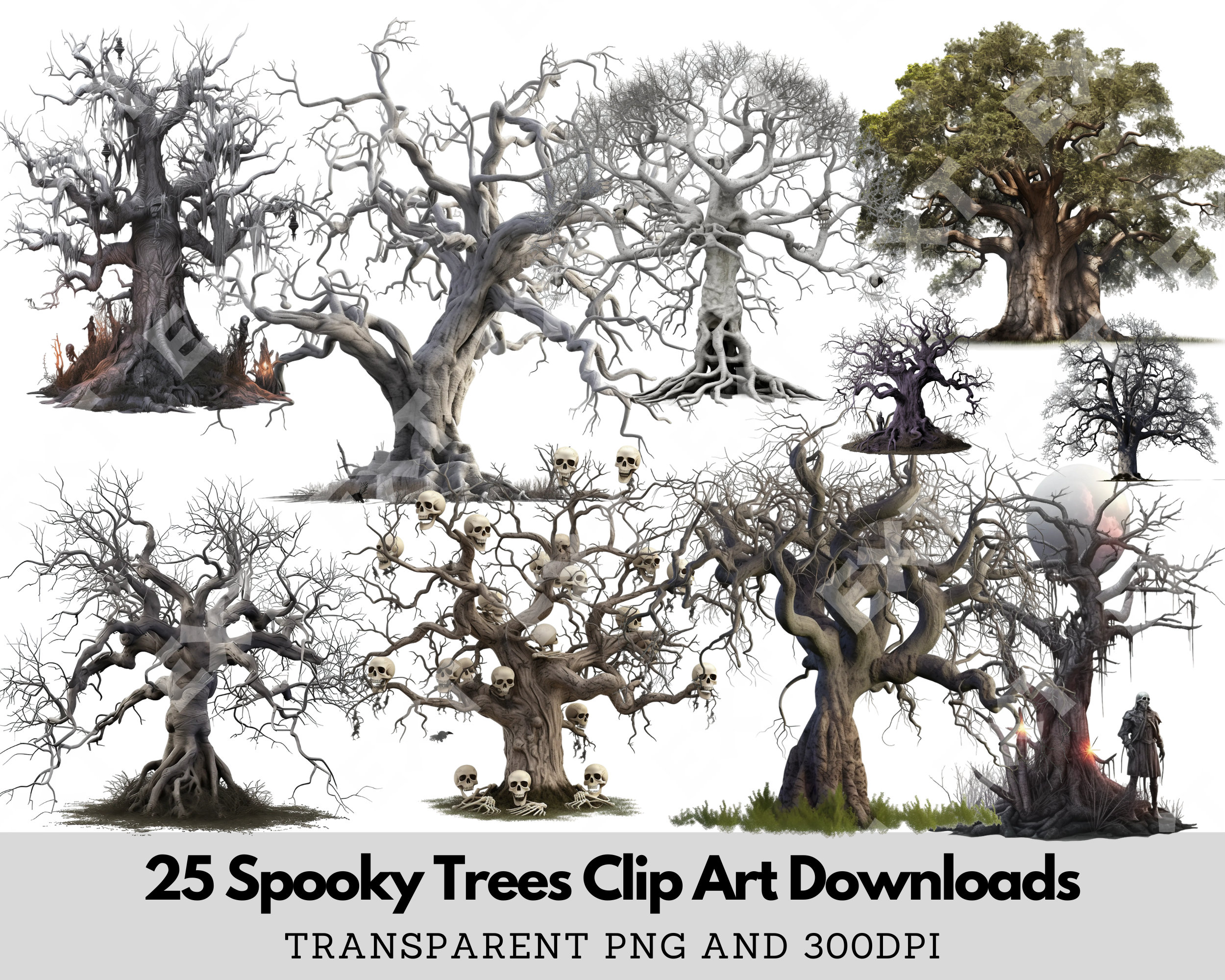 Spooky Halloween Tree Clip Art