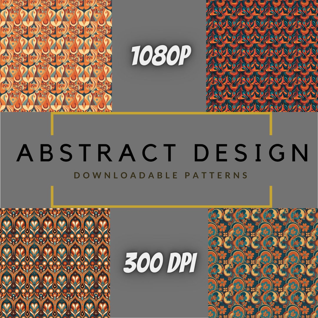 Digital Abstract Patterns Bundle Instant Download 4 Designs 1080p, 300 ...