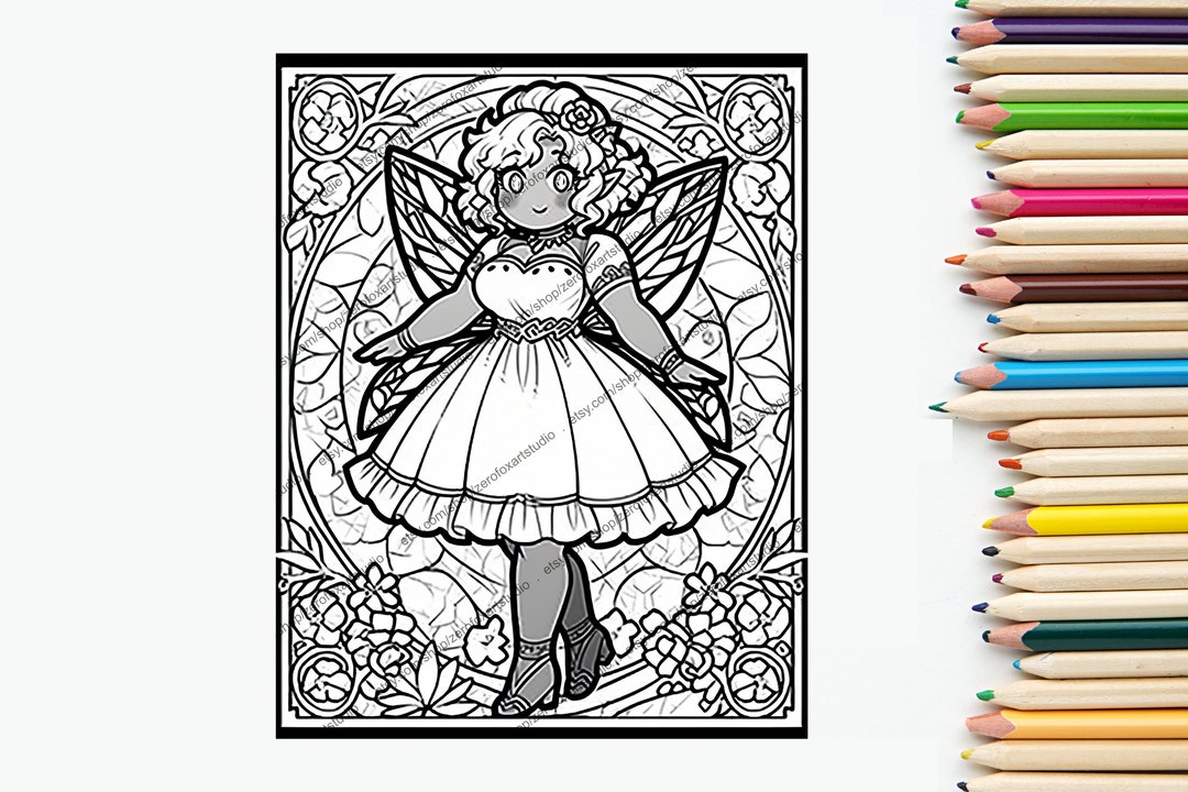 Black Fae Coloring Book Page for Adult or Teens Intricate Designs ...