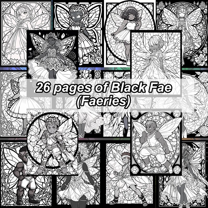 Black Fae Fairy Fairies Printable Adult Teen Coloring Book - Etsy
