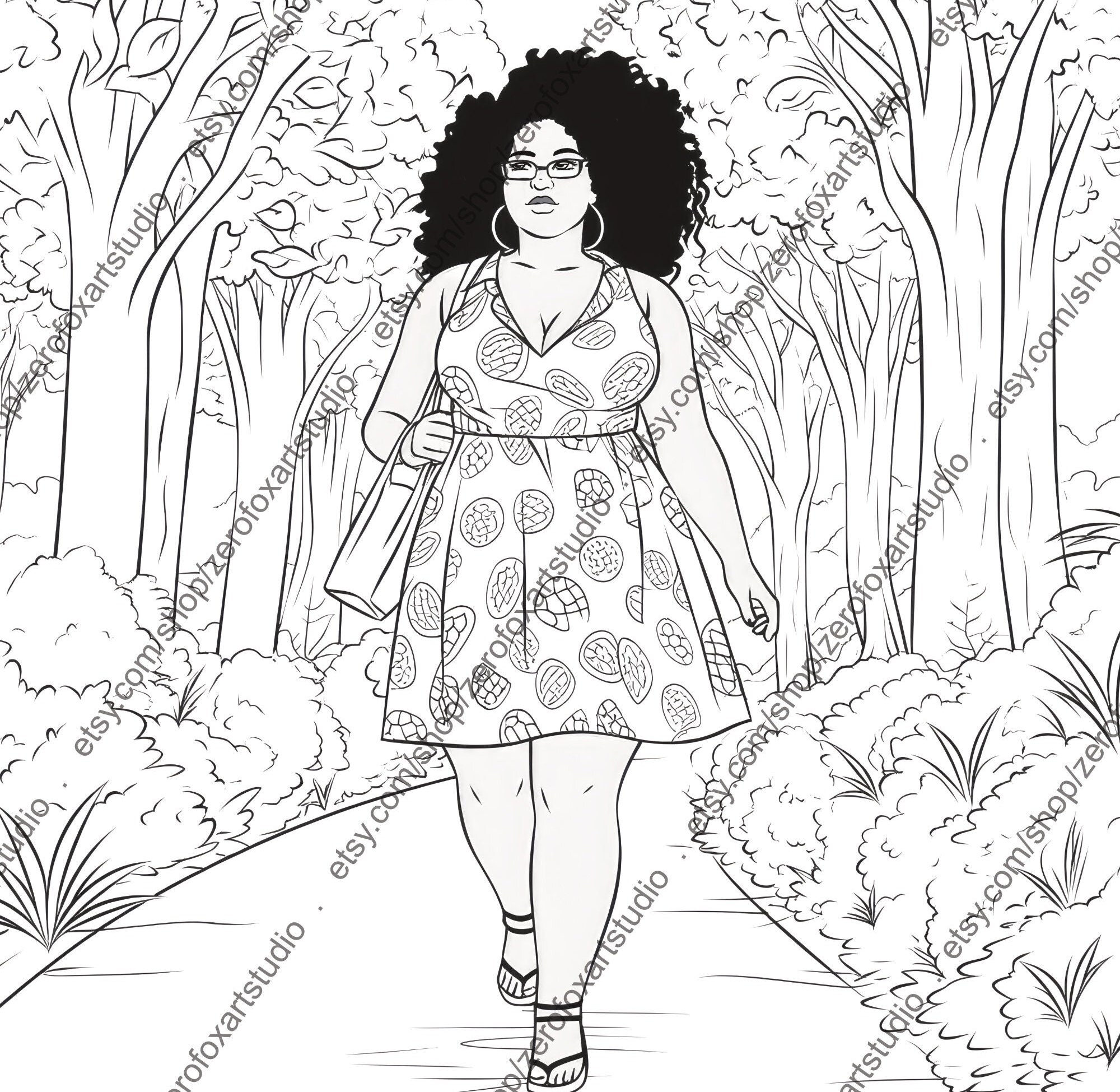 Forest Stroll Printable Adult, Teen Coloring Book Page, Therapeutic ...