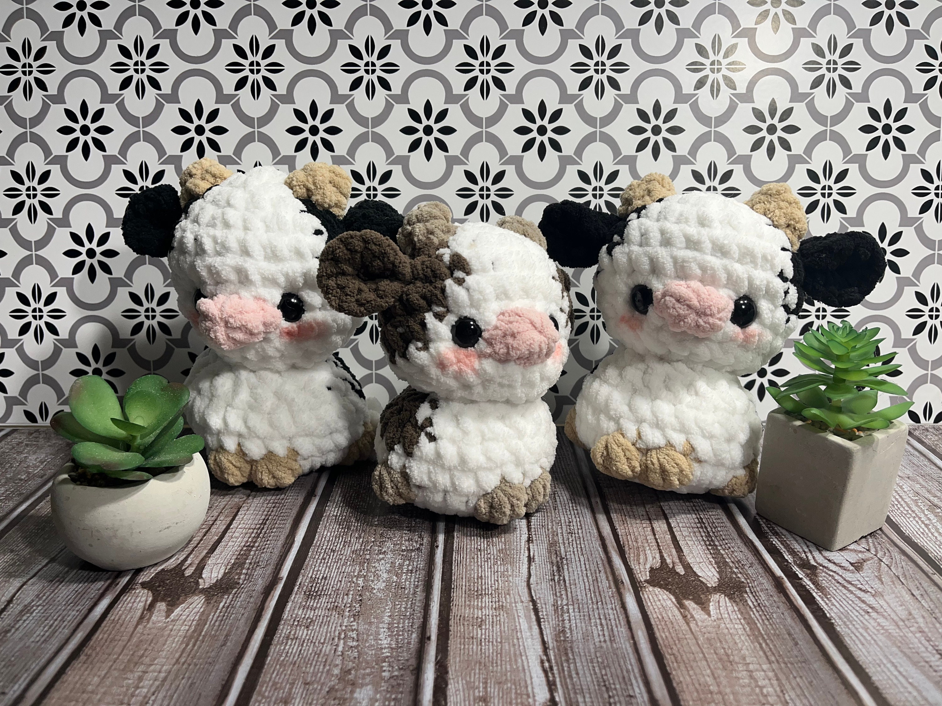 Chibi Cow Digital Crochet Pattern, Chonky Dairy Cow Crochet, Dairy Cow ...