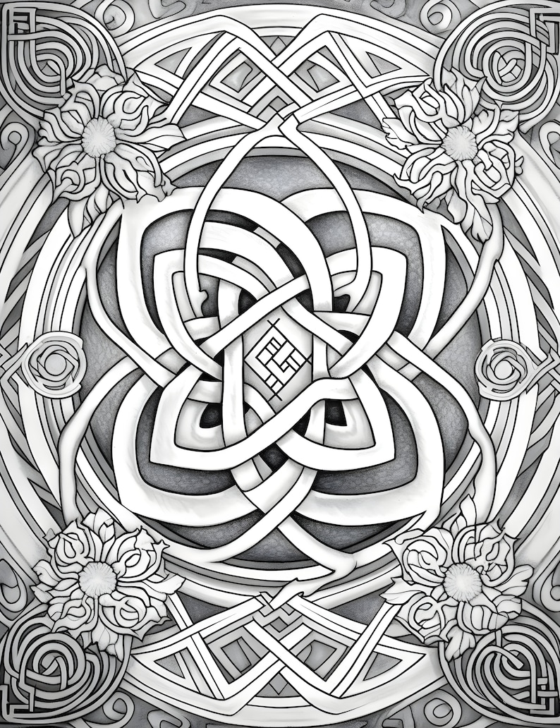ADULT COLORING PAGES Celtic Knots and Flowers Moderate to Intricate ...