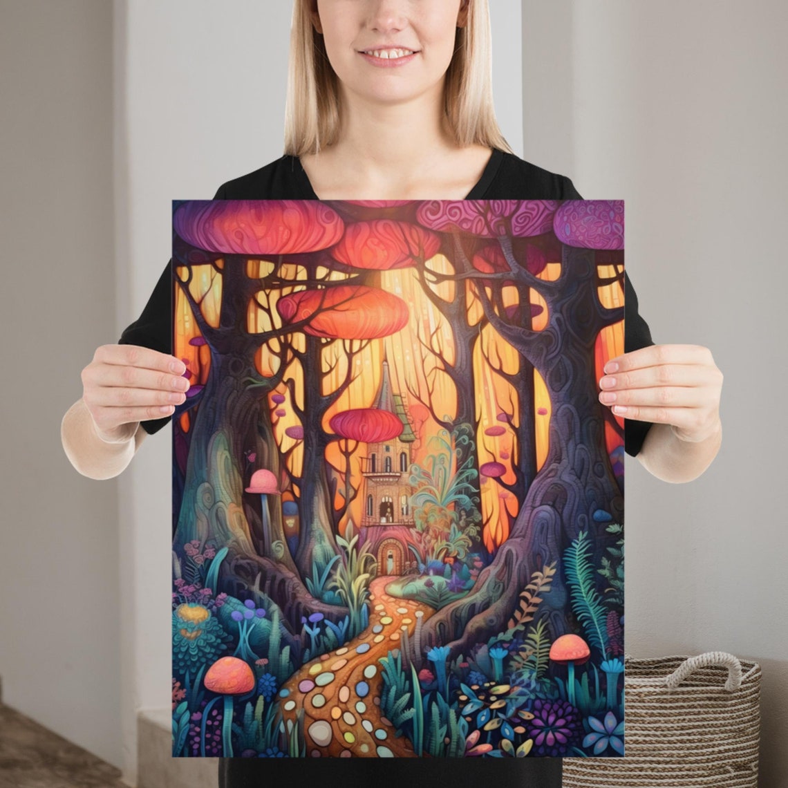 ENCHANTED FOREST KIDS Poster Magical World Vivid Colors Fairytale Style ...