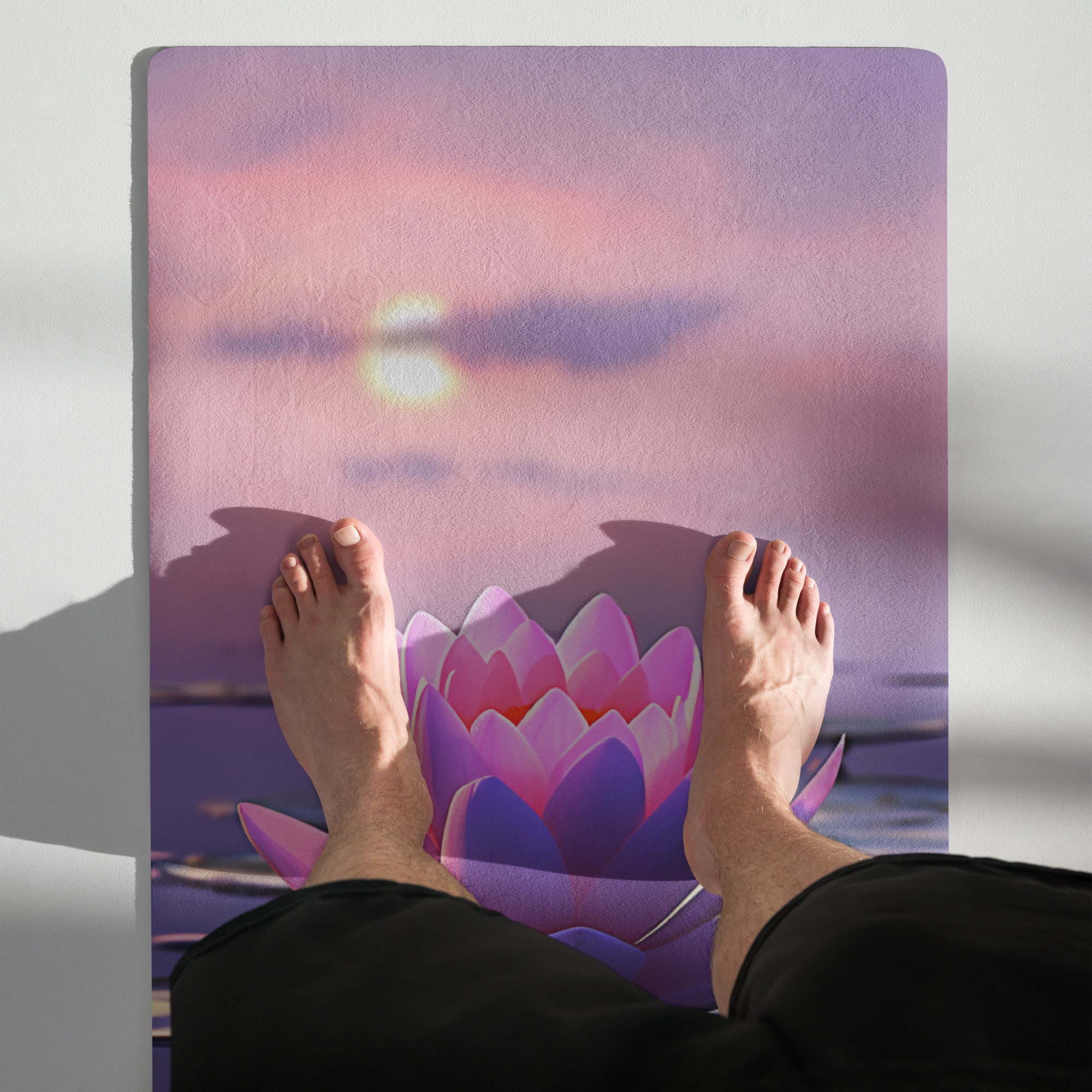 PINK LOTUS SUNSET Yoga Mat 24" X 68" Beautiful Lotus Flower Meditation ...