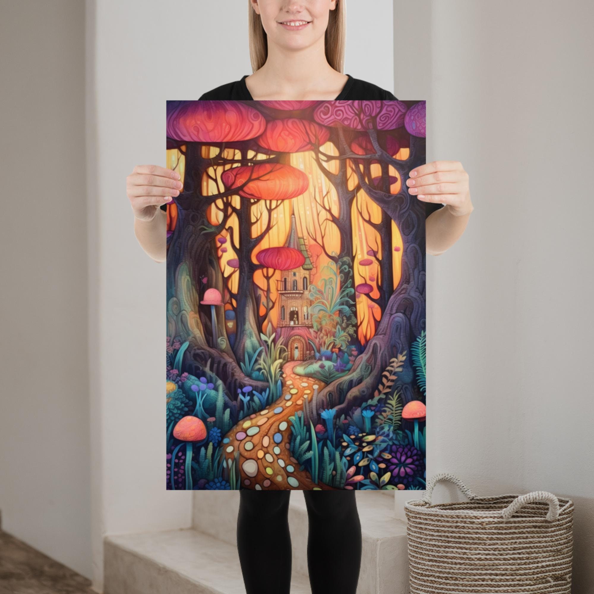 ENCHANTED FOREST KIDS Poster Magical World Vivid Colors Fairytale Style ...