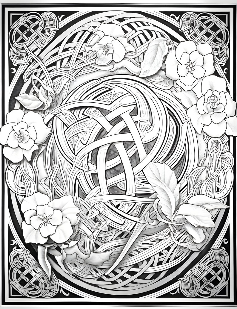 ADULT COLORING PAGES Celtic Knots and Flowers Moderate to Intricate ...