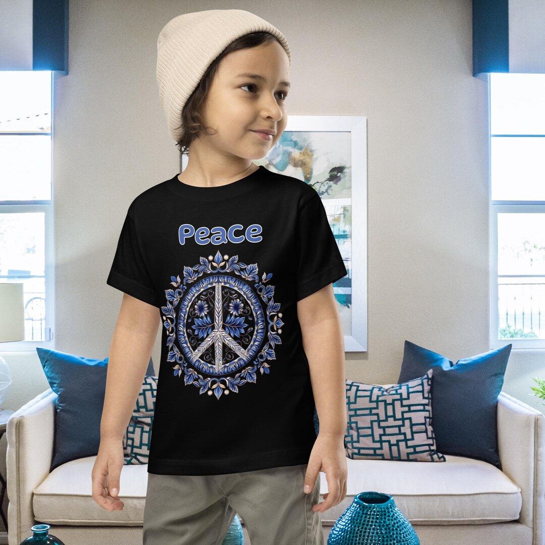Floral Filigree PEACE SIGN PERSONALIZED Toddler Short Sleeve T-shirt ...