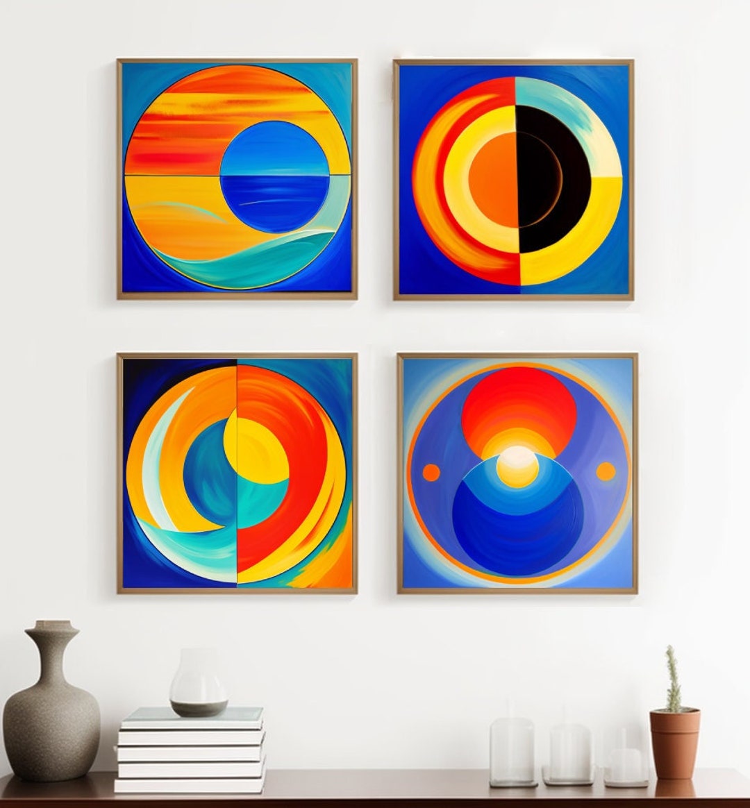 Abstract Sun and Moon Paintings - Etsy