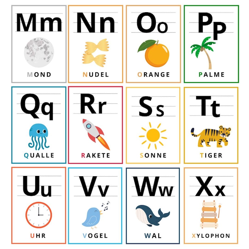 ABC Cards to Print – German, Learn Letters With Pictures and Writing ...