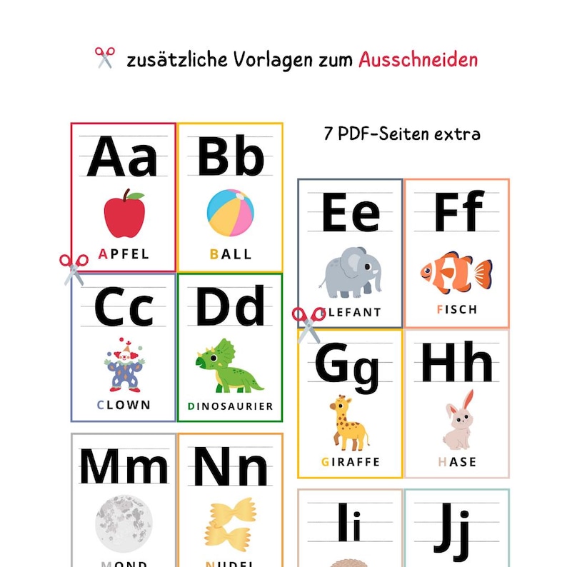 ABC Cards to Print – German, Learn Letters With Pictures and Writing ...