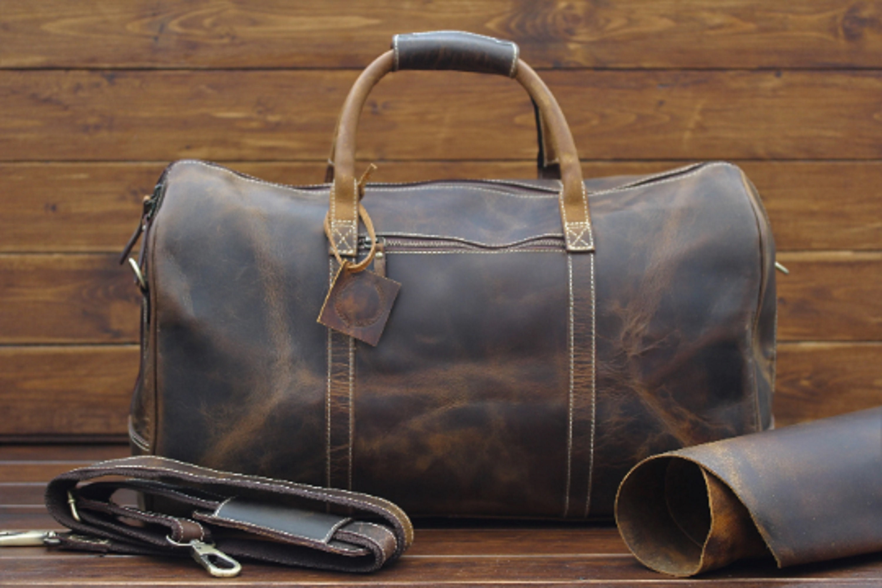 Personalized Handmade Leather Duffle Bag Large Travel Bag For Men Crazy