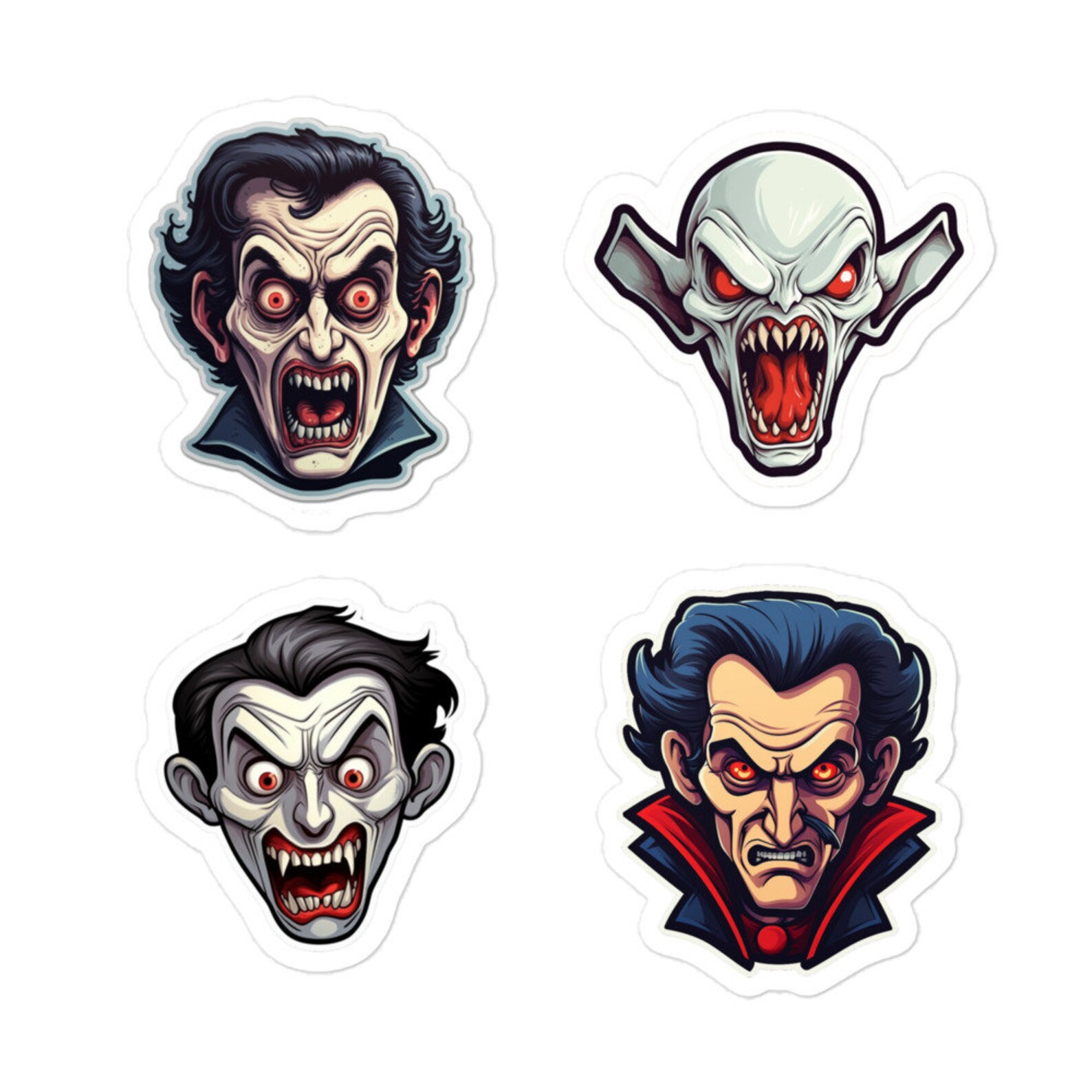 Scary Vampire Stickers Spooky Faces Sticker Pack - Etsy
