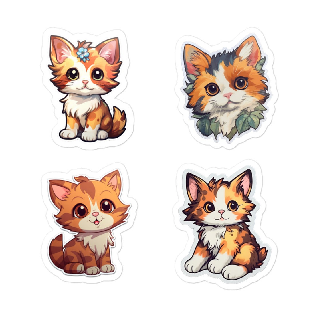 Cat Stickers 4 Pack, Cute Cat Stickers. Cool Cat Stickers - Etsy