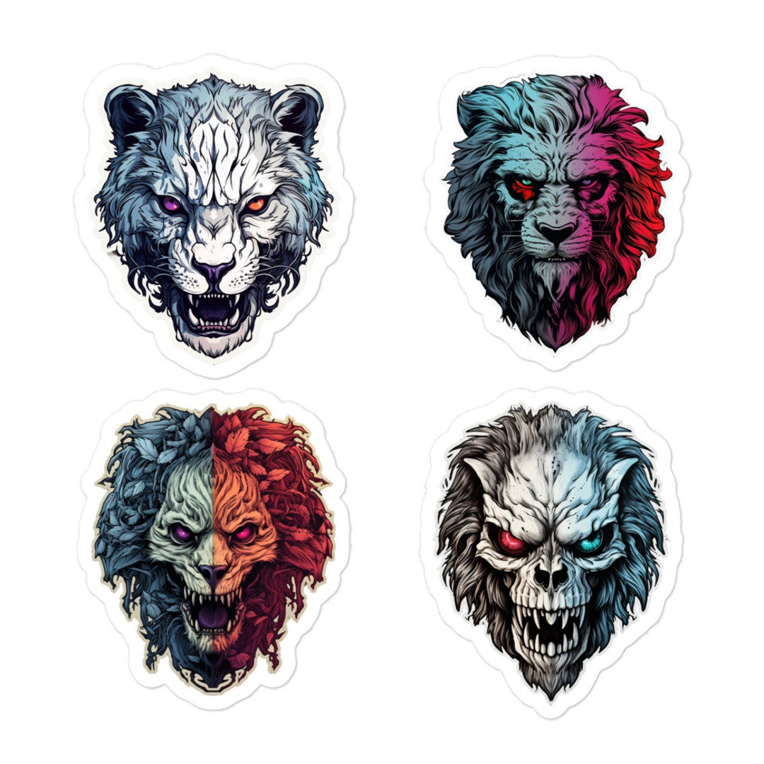 Lion Stickers, 4 Pack, Sticker Bundle, Animal Stickers - Etsy