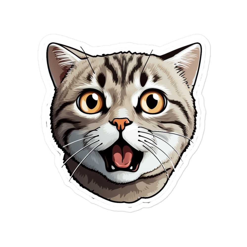 Funny Face Large Cat Sticker - Etsy
