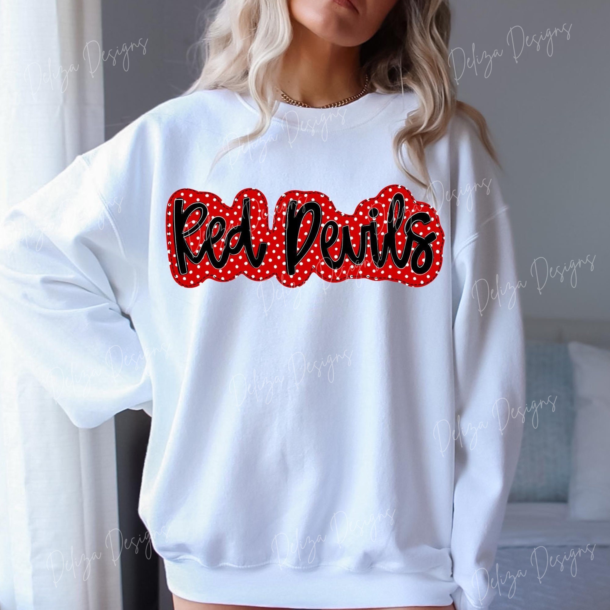 Red Devils Mascot Sweatshirt, School Sweatshirt, Team Mascot, School ...