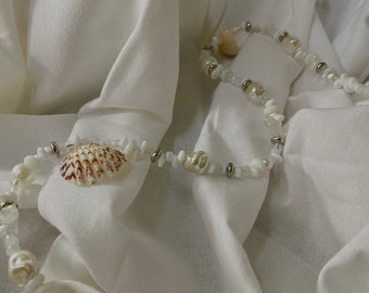 White Beaded Belly Chain With Cowrie Shells | Beach-style Body ...