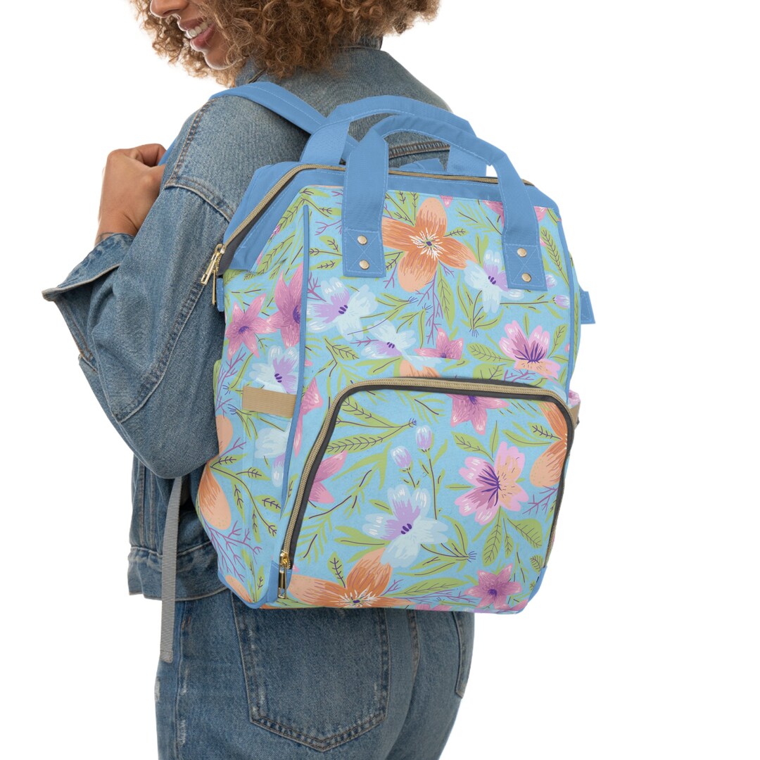 Bradley Backpack Baby Blue Vera Backpack Flower Pattern Custom ...